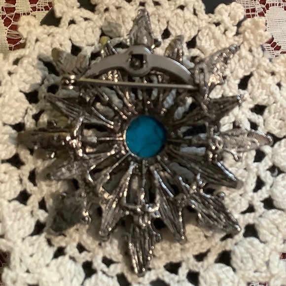 Unknown | Jewelry | Vintage Brooch Pin Turquoise 2 Round 982 | Poshmark